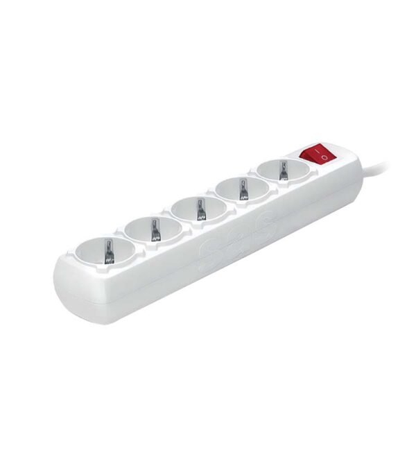 5-way power strip 5m with on/off switch - sas