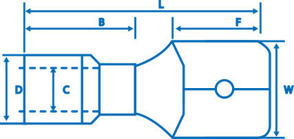 Insulated male faston terminals - 6.3x0.8mm red - sas