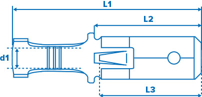 Open barrel male faston terminals with pin - 2.8x0.8mm - sas