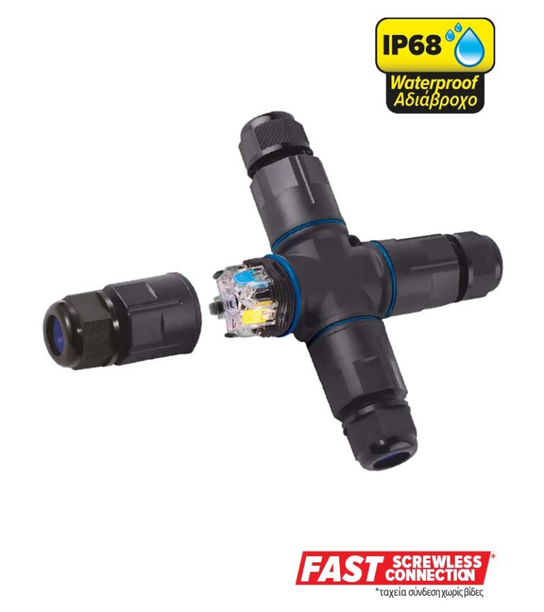 IP68 waterproof fixed connector - cross type - 5 poles - sas